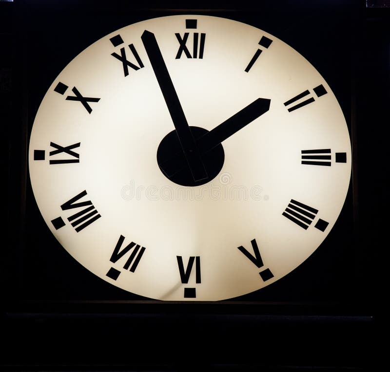 Luminous wall clock stock photo. Image of numerals, minute - 62414038