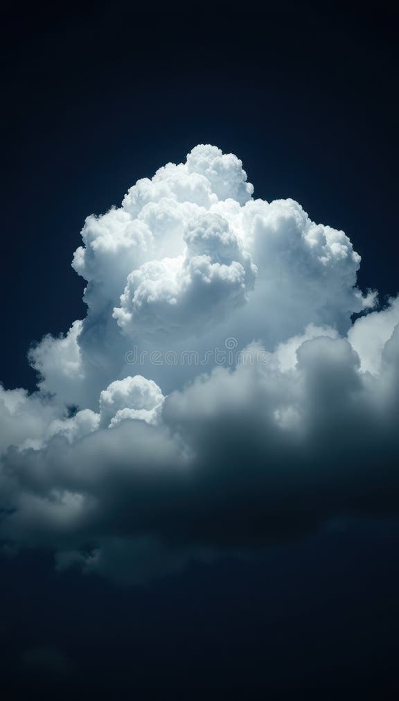 Luminous White Cloud, Stark Contrast Against Deep Black , Celestial ...