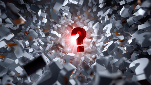 Bright Red Question Mark Stands Out Amidst a Chaotic Background Stock ...