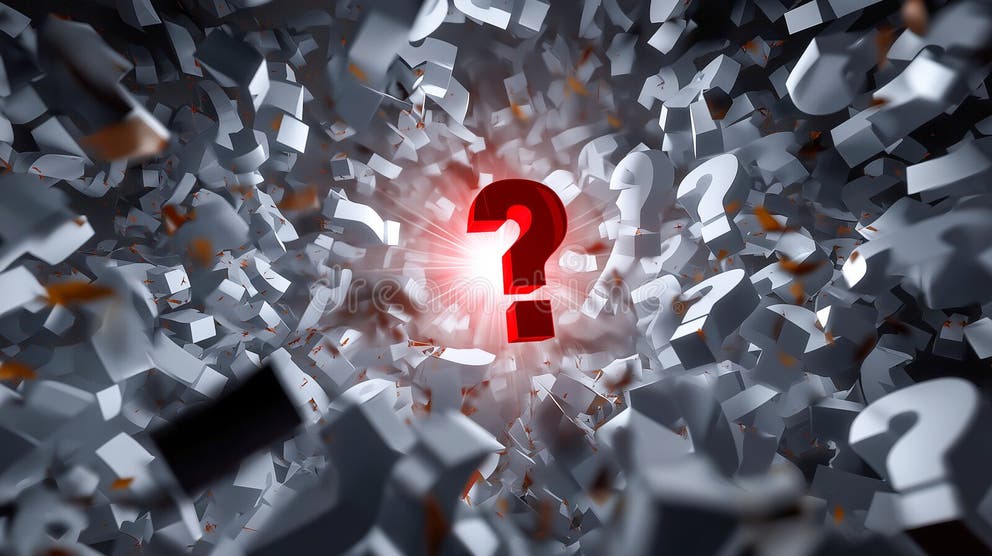 Bright Red Question Mark Stands Out Amidst a Chaotic Background Stock ...