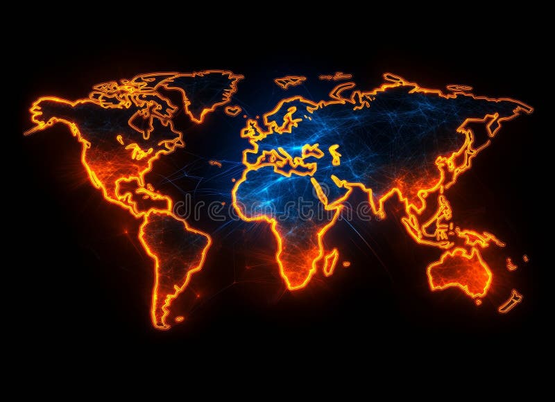 A Luminous World Map, Designed As a Circuit Board, Showcases Global ...