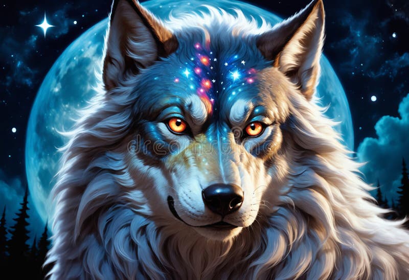 A Luminously Divine Werewolf Stock Illustration - Illustration of ...