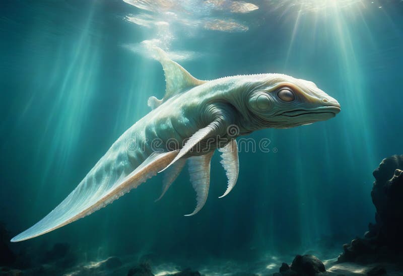 Luminously Glowing Alien Creature Glides through the Depths of a ...