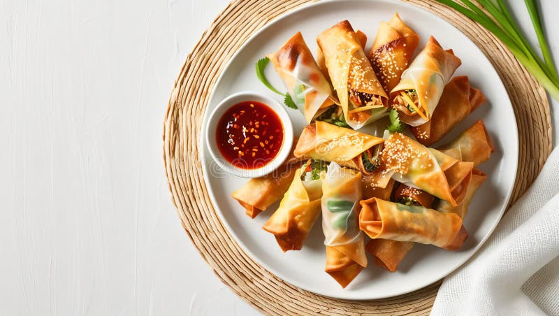 Lumpia, Spring Roll with Vegetables and Meat, with Sweet Sour Sauce ...
