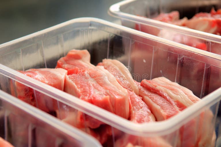 Lumps of Meat in a Container Stock Photo - Image of cuts, butchery ...
