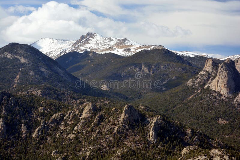 Lumpy Mountain Ridge with Giant Rock Outcroppings and Snow Stock Image ...