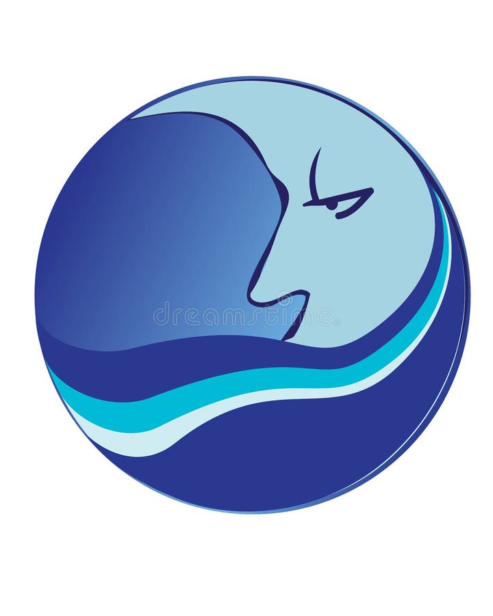 Luna azul de dibujo ilustración del vector. Ilustración de estrellas ...