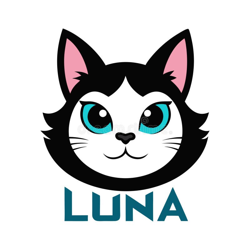 Luna cat head mascot logo stock vector. Illustration of logos - 353080360