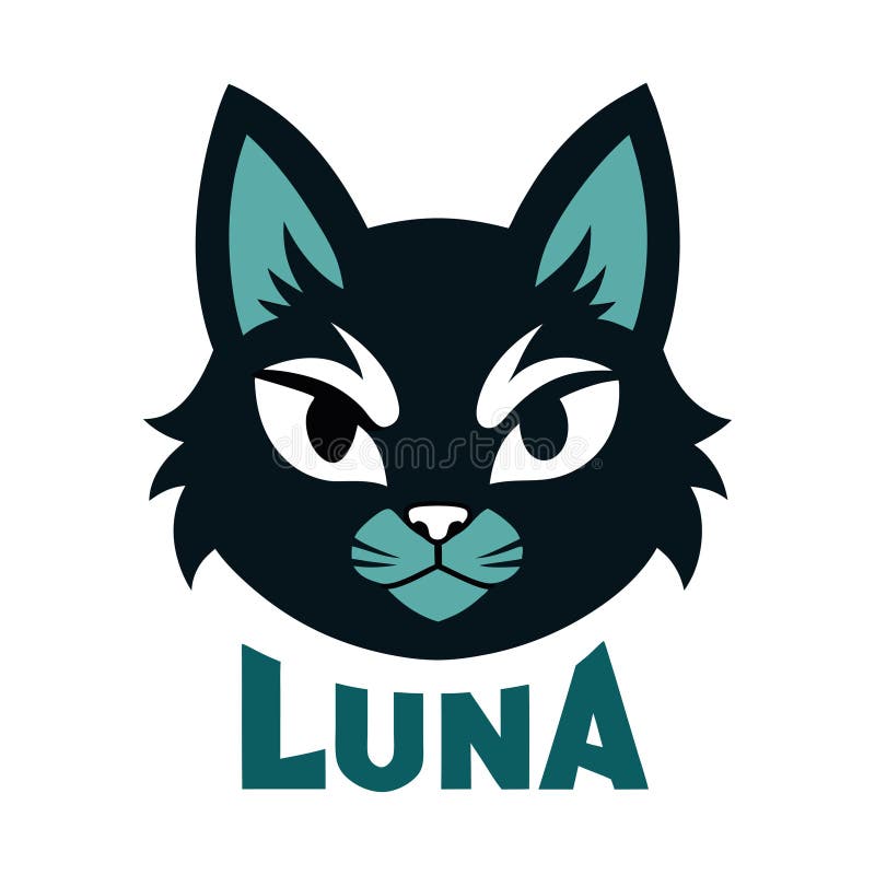 Luna cat head mascot logo stock vector. Illustration of tattoo - 353080362
