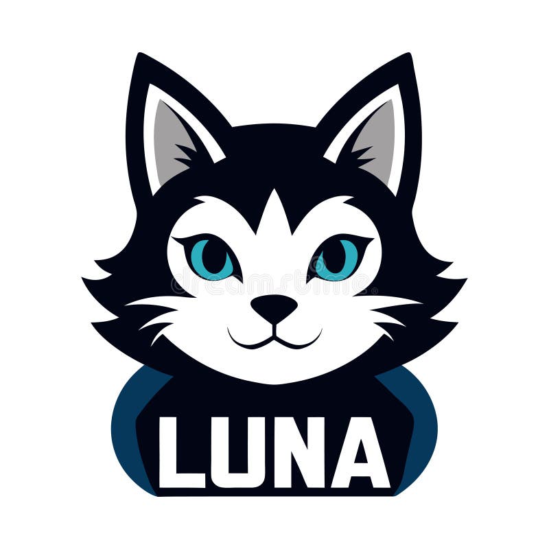 Luna cat head mascot logo stock vector. Illustration of kitten - 353080365