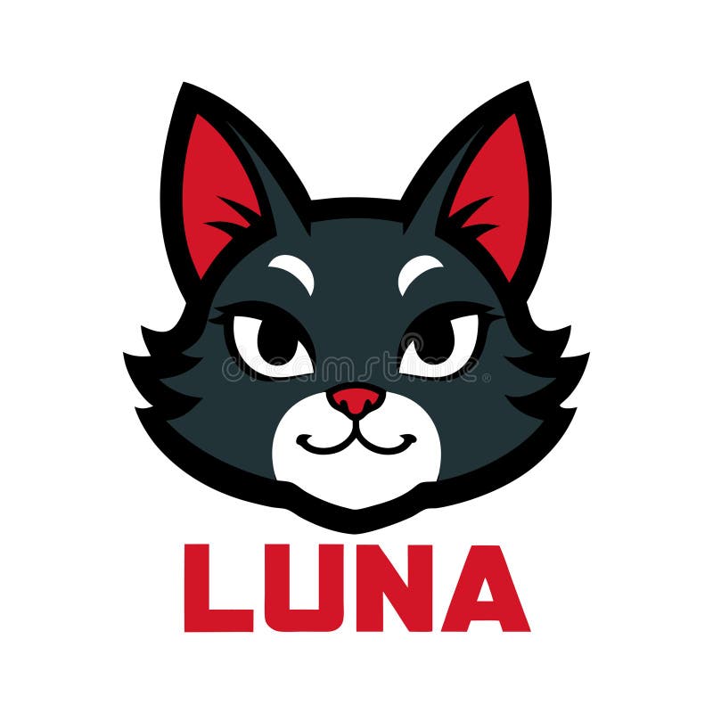 Luna cat head mascot logo stock vector. Illustration of design - 353080368