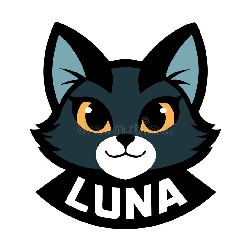 Luna cat head mascot logo stock vector. Illustration of simba - 353080369