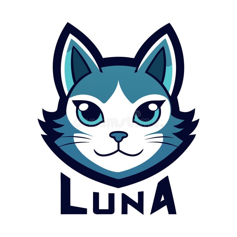 Luna cat head mascot logo stock vector. Illustration of lucy - 353080371