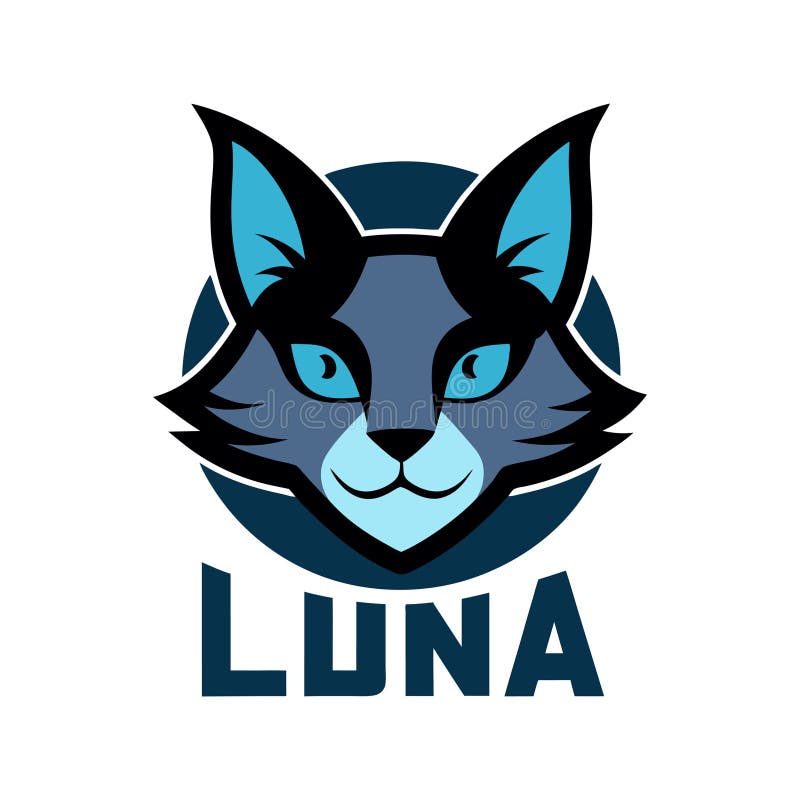 Luna cat head mascot logo stock vector. Illustration of logo - 353080374