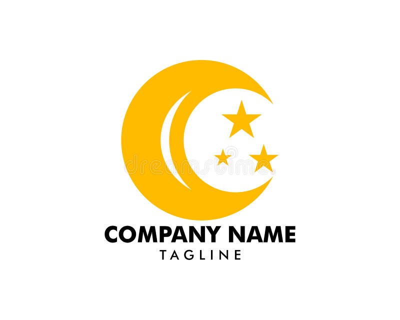 Luna Con Las Estrellas Logo Design Vector Template Ilustración del ...