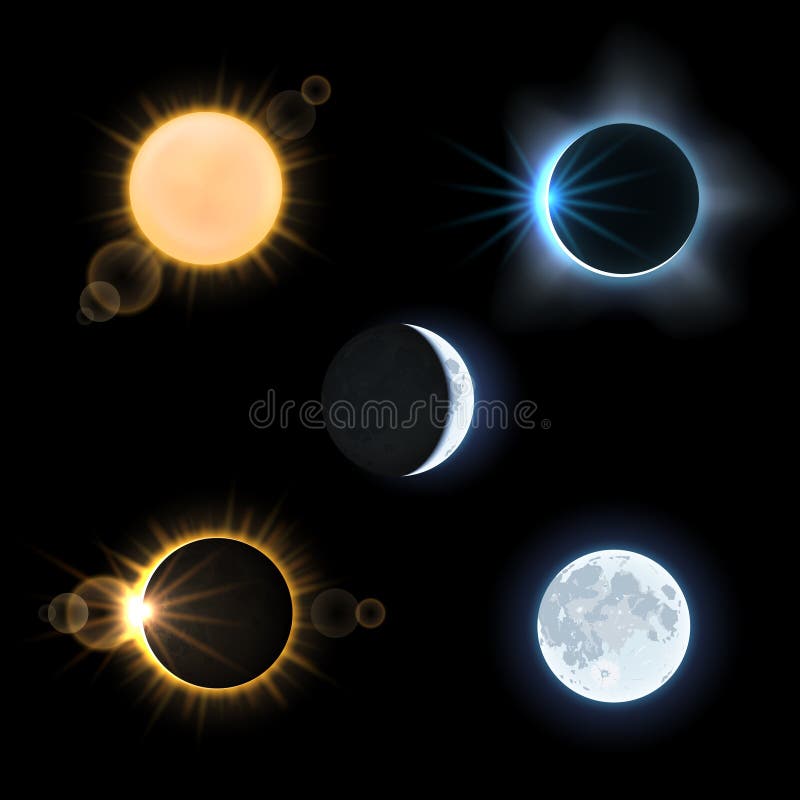 Luna De Sun Y Eclipse De Las Lunas De Los Soles Sistema Del Vector ...