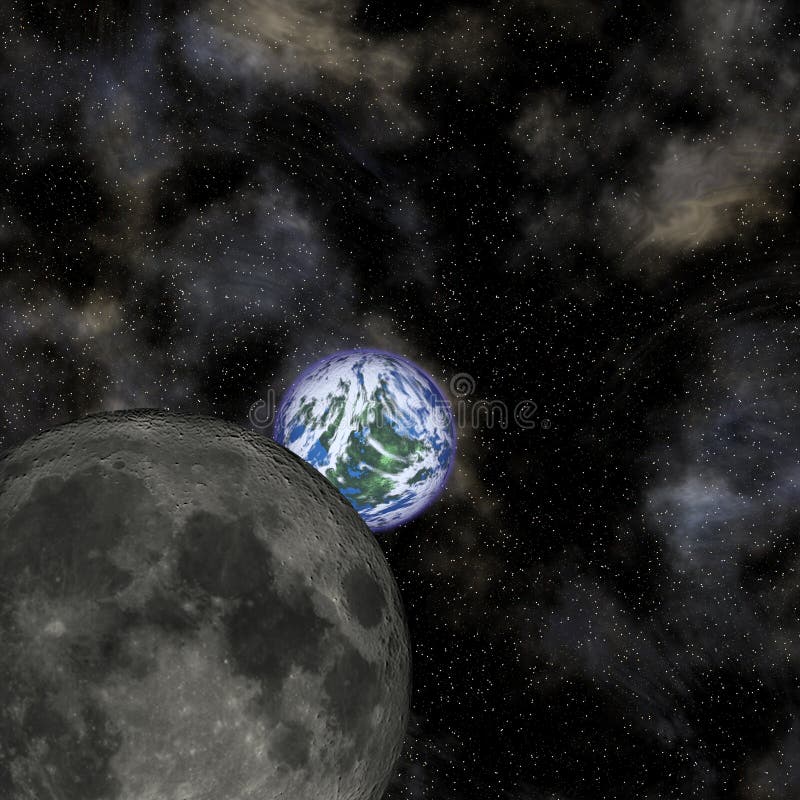 Luna con terra distante illustrazione di stock. Illustrazione di ...