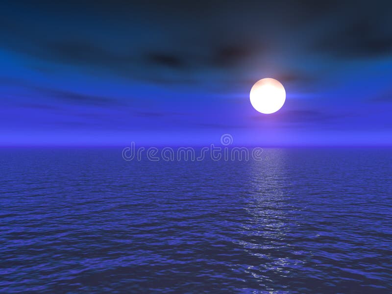 Luna Llena Sobre el Mar stock de ilustración. Ilustración de ...