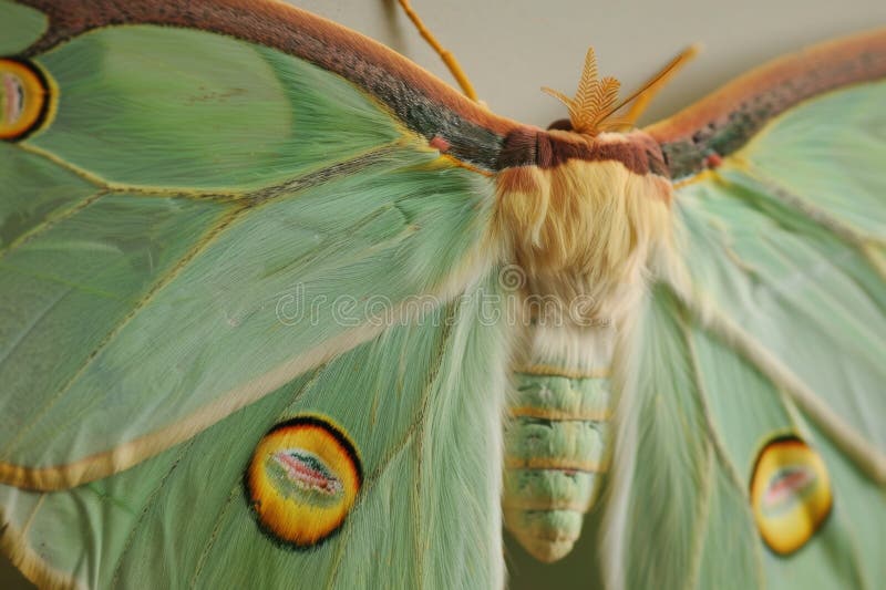 Luna Moth Displaying Its Stunning Green Wings Stock Photo - Image of ...