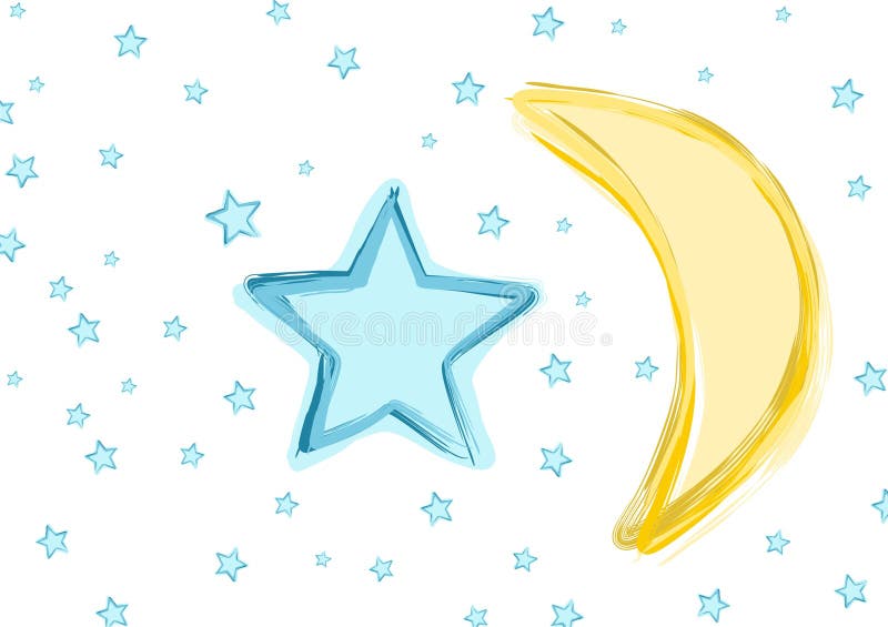 Vector Bebé Luna Estrellas Y Nubes Ilustración del Vector - Ilustración ...