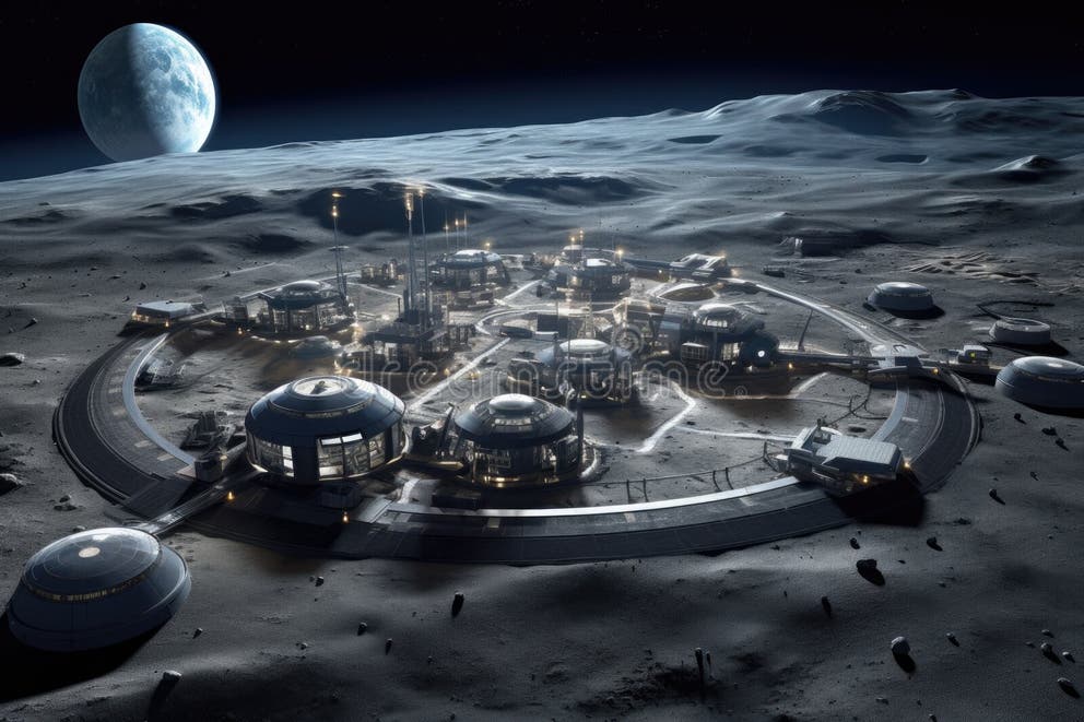 Lunar Base Blueprint with Detailed Engineering Designs Stock Image ...