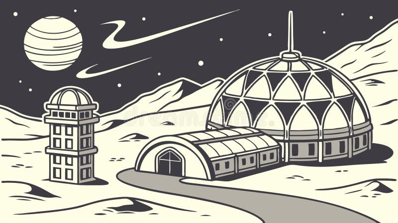 Lunar Base on Moon, Space Colony, Futuristic Habitat and Moon ...