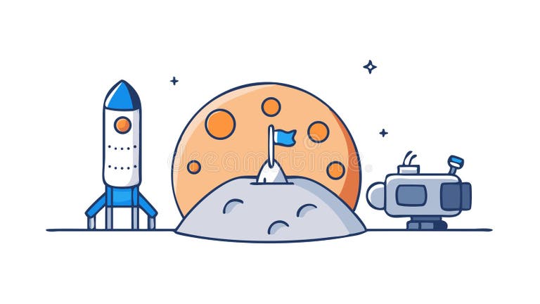 Lunar Base Rocket, Moon Colonization Site, Vector Design Generative AI ...