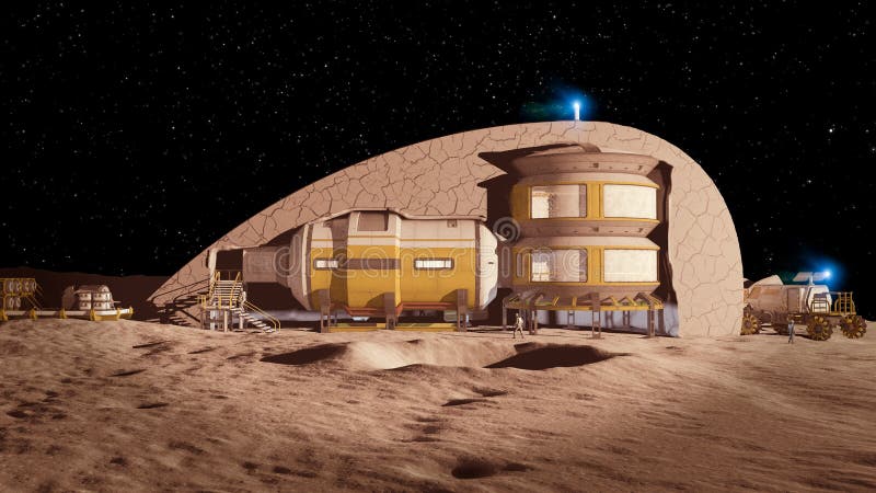 Lunar Base, Spatial Outpost. First Settlement on the Moon. Space ...