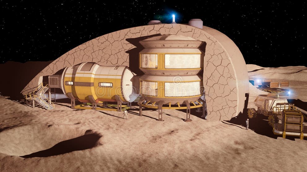 Lunar Base, Spatial Outpost. First Settlement on the Moon. Space ...