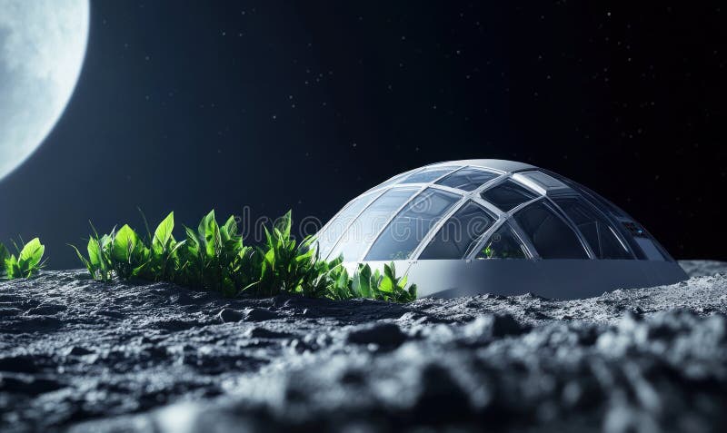 Lunar Biodome Settlement stock illustration. Illustration of colony ...