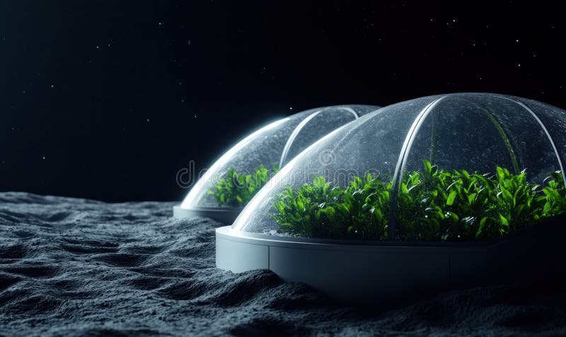 Lunar Biodome Settlement stock illustration. Illustration of offworld ...