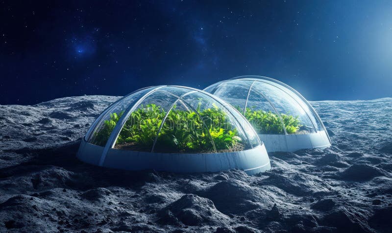 Lunar Biodome Settlement stock photo. Image of habitat - 358380944