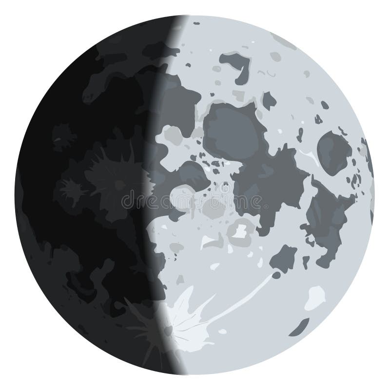 Lunar Cycle Phase. Half Moon Realistic Surface Stock Vector ...