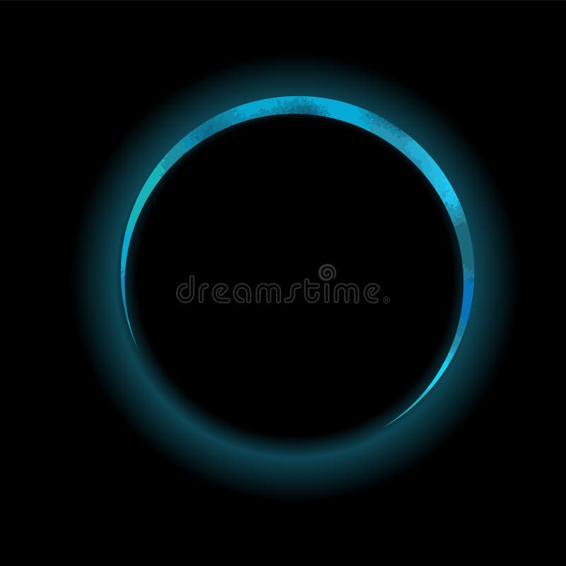 Lunar Eclipse. Black Background and Blue Shining Circle. Vector ...