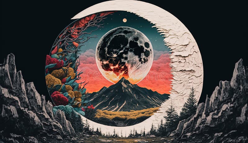 Lunar Eclipse Collage stock illustration. Illustration of surreal - 276693474