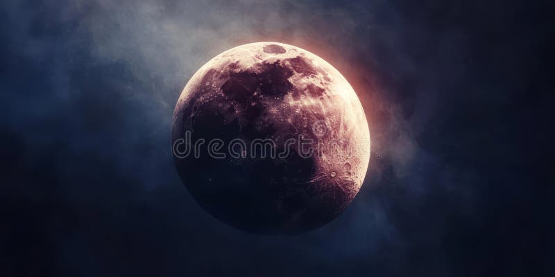 Lunar Eclipse in a Cosmic Night Sky Stock Image - Image of glow ...