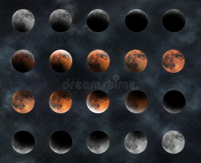 Lunar Eclipse Phases, Blood Moon Stock Image - Image of cycle ...