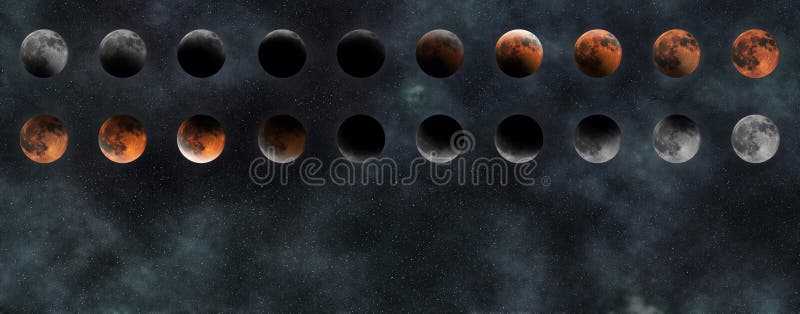 Lunar Eclipse Phases, Blood Moon Stock Photo - Image of phenomenon ...