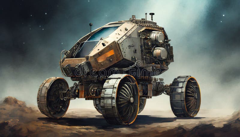 Lunar Future Vehicle on Planet Surface Stock Illustration ...