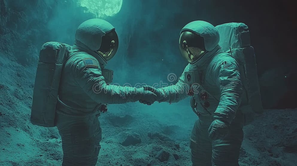 A Lunar Handshake Signifies the Astronauts Global Teamwork and Shared ...