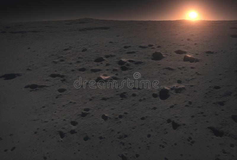 Lunar Horizon, a Sunset View from Moon& X27;s Surface Stock Photo ...