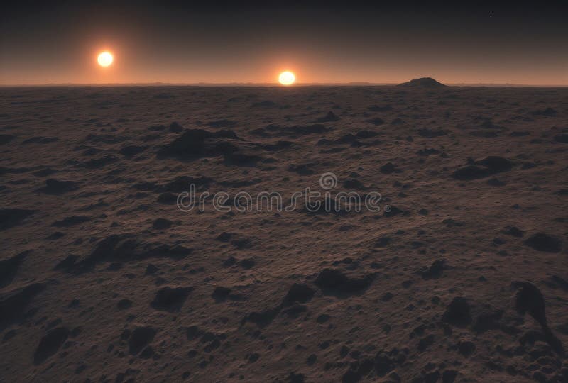 Lunar Horizon, a Sunset View from Moon& X27;s Surface Stock Image ...
