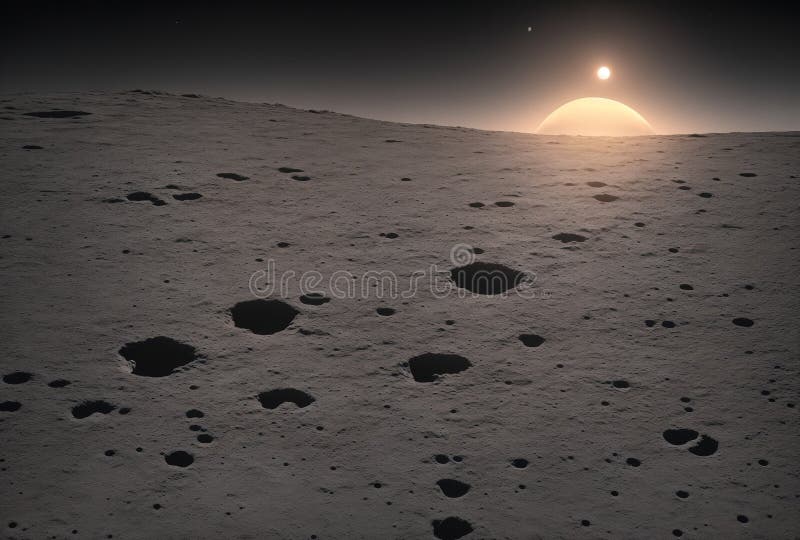 Lunar Horizon, a Sunset View from Moon& X27;s Surface Stock Photo ...