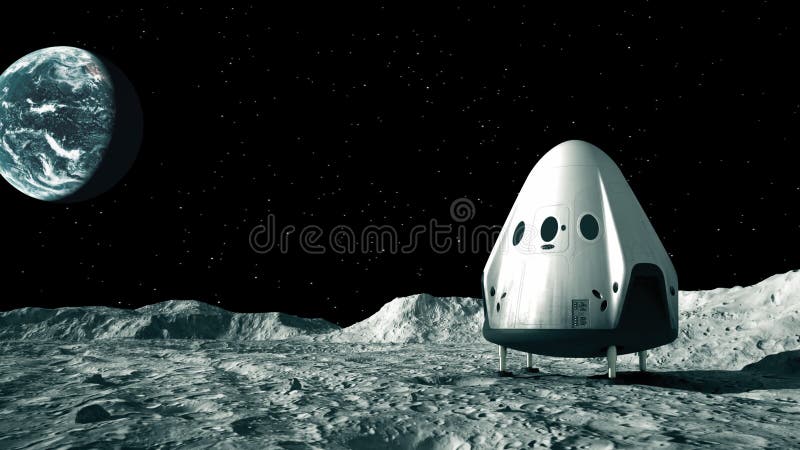 Lunar Lander on the Moon with Earth in Background Stock Footage - Video ...