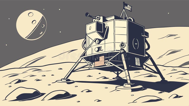 Lunar Lander on Moon, Space Exploration Vector Design Generative AI ...