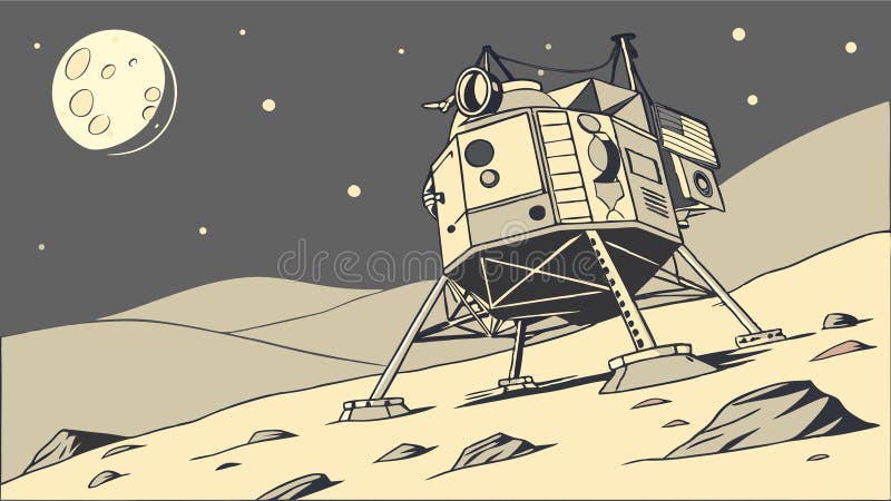 Lunar Lander on Moon Surface, Space Exploration and Cosmic Travel ...