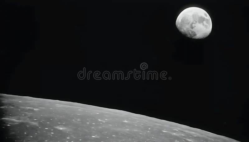 Lunar Landscape: a Celestial View Stock Illustration - Illustration of ...