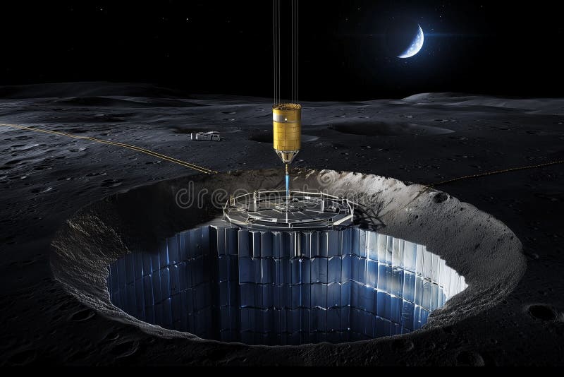 Lunar Mining Expedition Concept Art Stock Illustration - Illustration ...