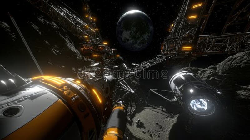 Lunar Mining Operation stock illustration. Illustration of lunar ...