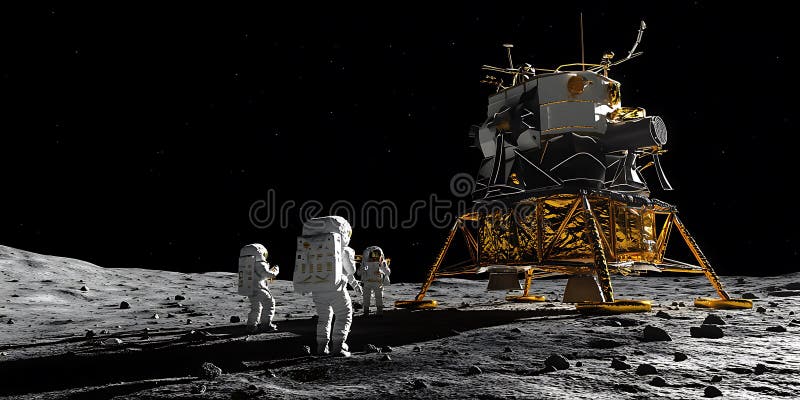 Lunar Module on Moon Surface Apollo Mission Image Stock Illustration ...